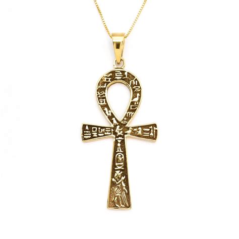 Gold Ankh Pendant Vintage Cross Ancient Necklace Key Of Life