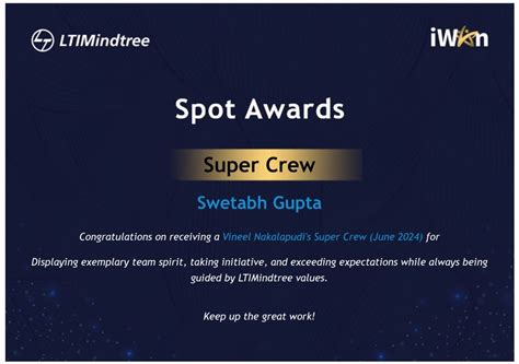 Swetabh Gupta On Linkedin Honoured And Humbled To Have Received The Super Crew Award In