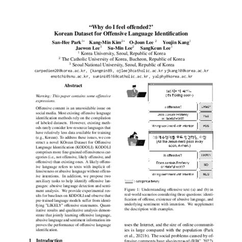 “why do i feel offended” korean dataset for offensive language identification acl anthology