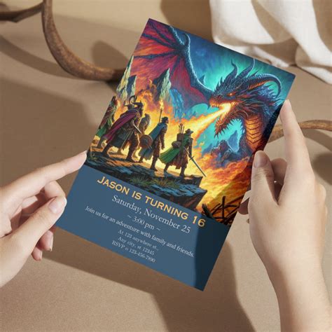 Dungeons And Dragons Party Invitation Blue No 1 Version Editable