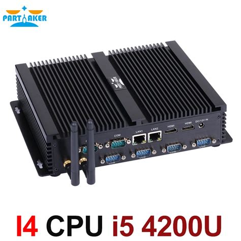 인텔 코어 I5 4200u 팬리스 산업용 미니 Pc Windows 10 Tv 박스 Hdmi 6 Rs232 듀얼 Nic 2 Lan