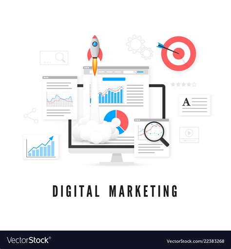 Digital Marketing Concept Data Analysis Seo Vector Image
