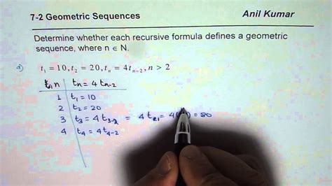 explain if recursive formula represents geometric sequence youtube