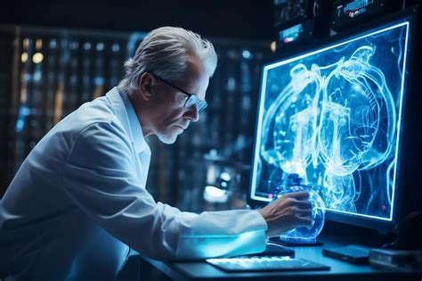 premium ai image revolutionizing brain diagnosis doctor robot partnership in research