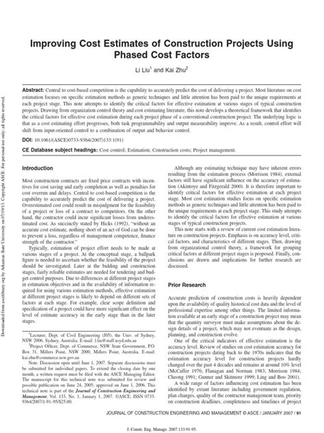 Improving Cost Estimates Of Construction Projects Using Pdf Information System