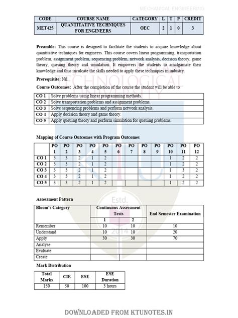 Quantitative Techniques For Engineers Pdf