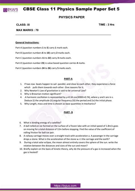 CBSE Class Physics Sample Paper Set Download PDF