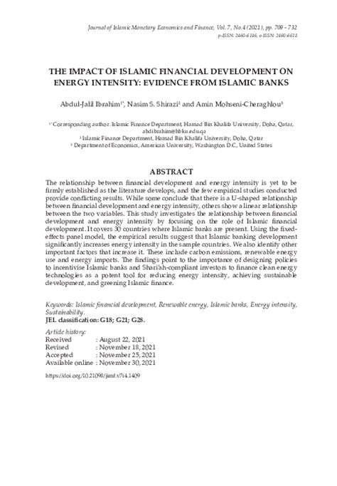 Pdf Islamic Financial Development Impact On Energy Intensity Evidence From Islamic Banks