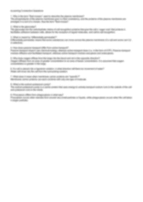Solution Cell Membrane Structure And Function Revision Questions And