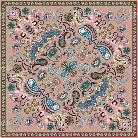 페이 즐 리 두건 인쇄입니다 벡터 사각형 패턴입니다 브 롱 0명에 대한 스톡 벡터 아트 및 기타 이미지 0명 꽃 식물 디자인 Istock