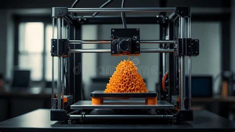 A Modern 3d Printer Creating A Complex Object Layer By Layer Stock