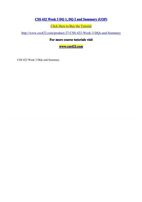 Css 422 Week 3 Dq 1 Dq 2 And Summary Css422dotcom