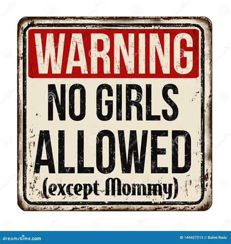 Warning No Girls Allowed Vintage Rusty Metal Sign Stock Vector