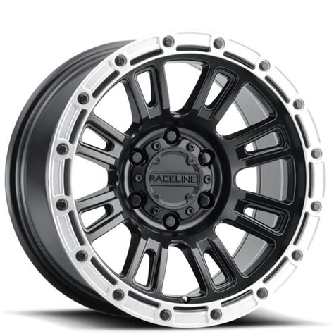 17x9 Raceline Wheels 956bs Compass Satin Blacksilver Ring 4 Pcs