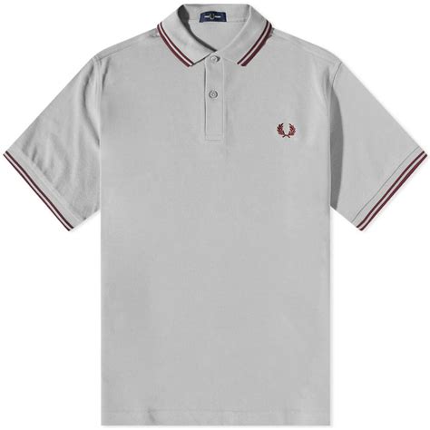 Fred Perry Mens Slim Fit Twin Tipped Polo Shirt In Limestone Fred Perry