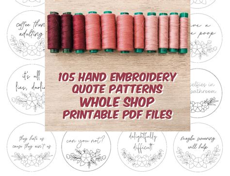 105 Hand Embroidery Quote Patterns Printable Designs Etsy