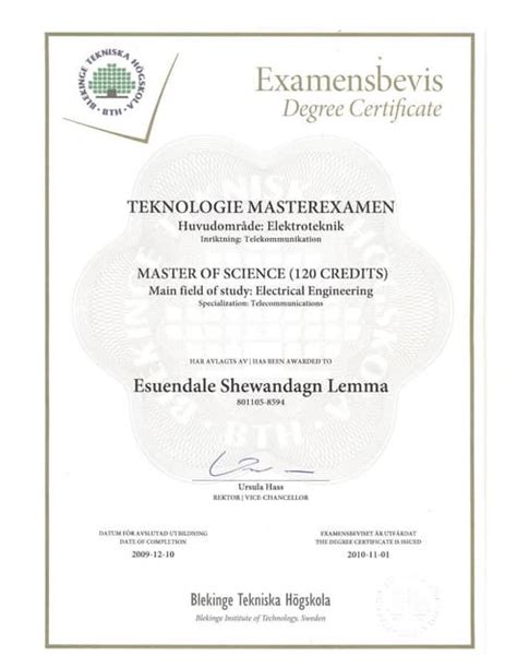 Msc Degree Certificate Pdf