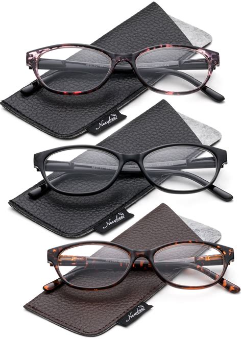 Newbee Womens Cat Eye Bifocal Reading Glasses With Pouch 3 Pair