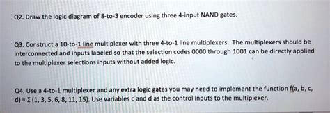 Solved Q2 Draw The Logic Diagram Of An 8 To 3 Encoder Using Three 4