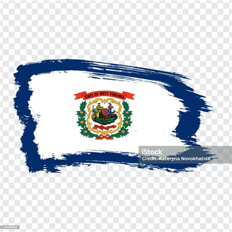 브러시 스트로크에서 웨스트버지니아의 국기입니다 미국 웹 사이트 디자인 로고 응용 프로그램 Ui에 대 한 투명 한 배경에 플래그 웨스트 버지니아 스톡 벡터입니다 Eps10