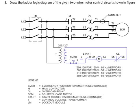 Solved Draw The Ladder Logic Diagram Of The Given Two Wire Motor