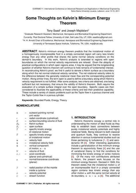 Pdf Some Thoughts On Kelvins Minimum Energy Theorem