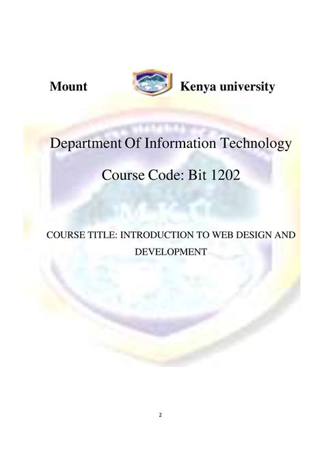 BIT 1202 Introduction TO WEB Design AND Development Module Mount