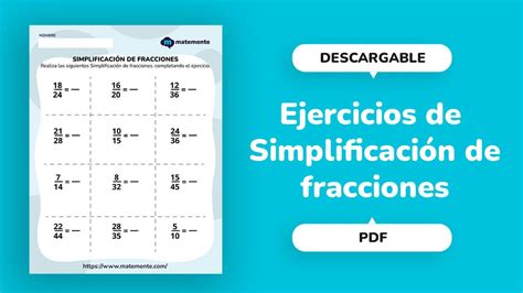 36 Ejercicios De Simplificación De Fracciones ¡en Pdf
