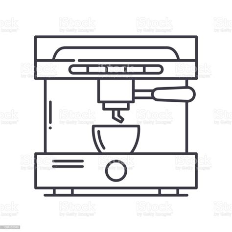 커피 메이커 개념 아이콘 선형 절연 일러스트레이션 얇은 라인 벡터 웹 디자인 기호 흰색 배경에 편집 가능한 스트로크와 개요 개념 기호 가정 생활에 대한 스톡 벡터 아트 및