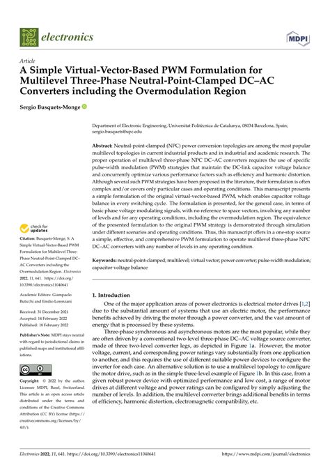 Pdf A Simple Virtual Vector Based Pwm Formulation For Multilevel