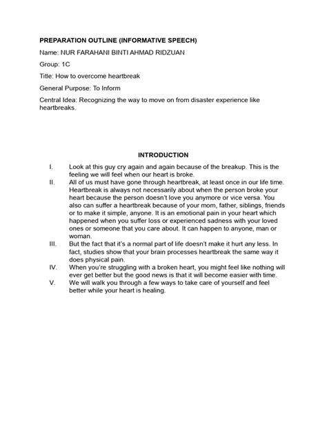 Preparation Outline Pdf Broken Heart Psychological Concepts