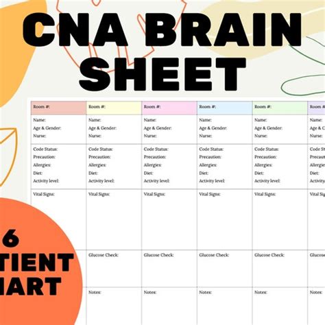 Cna Brain Sheet Report Organizer For Nurse Assistant Tech Etsy