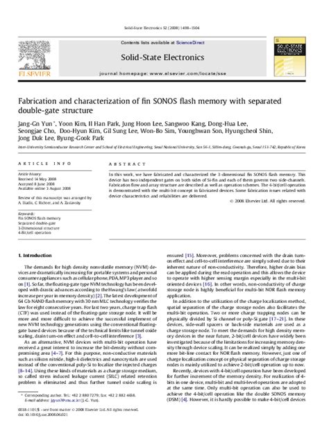 Pdf Fabrication And Characterization Of Fin Sonos Flash Memory With