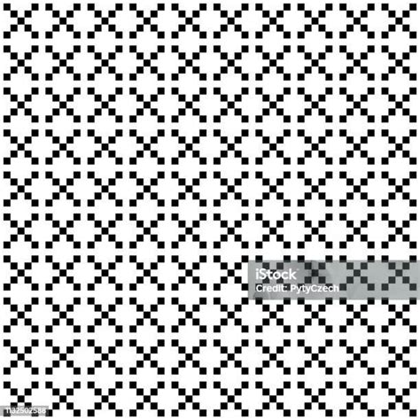 픽셀 스타일 벡터 완벽 한 패턴입니다 흰색 바탕에 흰색 검은 장식품입니다 북유럽 스타일의 패브릭 스와치 연속성에 대한 스톡 벡터 아트 및 기타 이미지 Istock