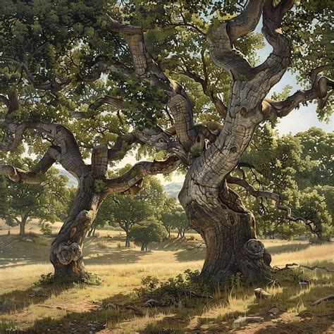 Premium Photo A Tree With A Green Trunk Is In The Middle Of A Forest