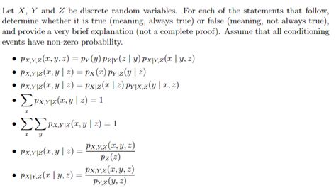 Solved Let Xy And Z Be Discrete Random Variables For Each
