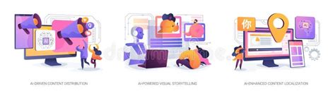 Artificial Intelligence Content Marketing Tools Abstract Concept Vector Illustrations Stock