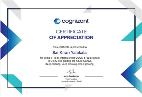 Sai Kiran Yalakala On Linkedin Thanks Cognizant For The Appreciation Of All The Support From The…