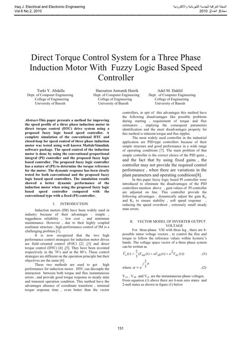 pdf direct torque control system for a three phase induction motor