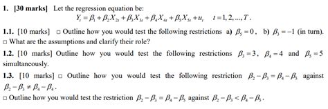 1 [30 Marks] Let The Regression Equation Be