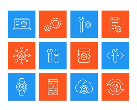 Development Engineering Configuration Line Icons Set 7535657 Vector