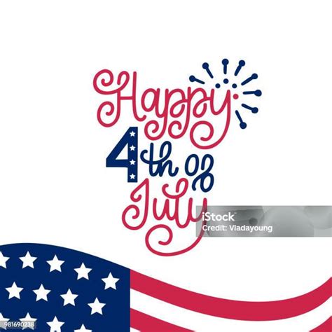 7 월의 행복 4 글자를 손으로 인사말 카드에 대 한 벡터 비문 배너 등 독립 기념일에 대 한 서 예입니다 4에 대한 스톡 벡터 아트 및 기타 이미지 Istock