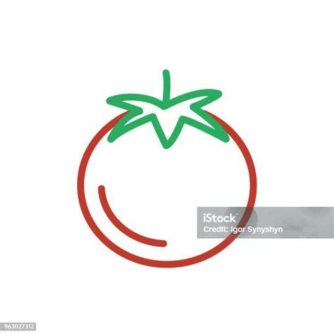 토마토의 빨간색 아이콘 벡터입니다 색상 Wegetarian 음식 선 토마토 기호를 설명 합니다 최신 유행 플랫 Ui 표시 디자인입니다 웹 사이트 모바일 응용 프로그램에 대