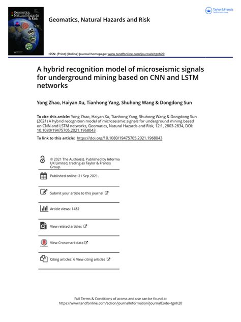 A Hybrid Recognition Model Of Microseismic Signals For Underground Mining Based On Cnn And Lstm