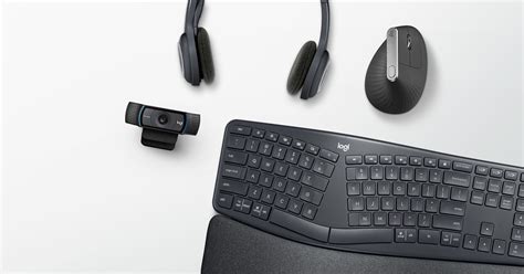 Logitech Ergonomic Keyboard Mouse Headset And Webcam Combo
