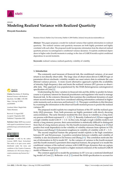 Pdf Modeling Realized Variance With Realized Quarticity