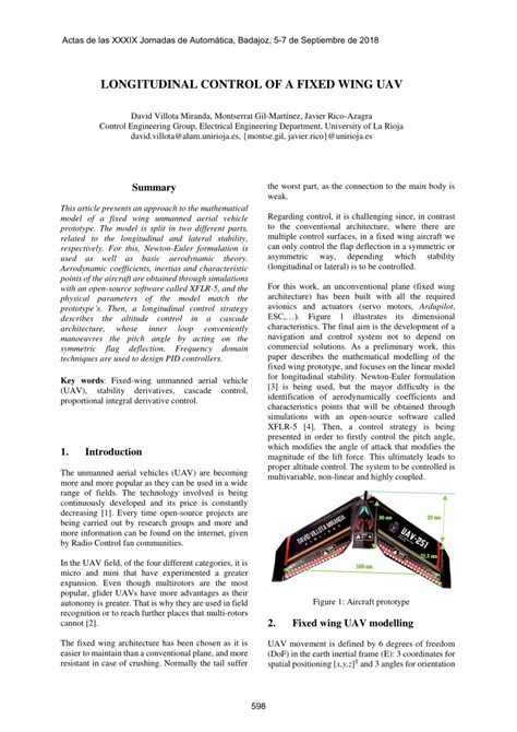 Pdf Longitudinal Control Of A Fixed Wing Uav