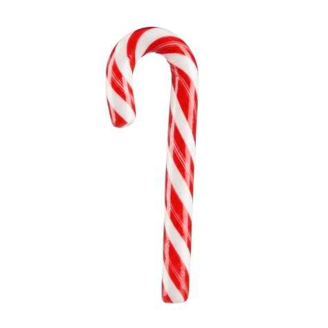 A Single Traditional Red And White Striped Candy Cane With A Curved