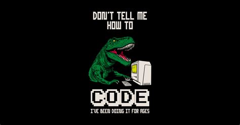Coder T Rex Computer Geek Funny Programmer Coder Humor Sticker