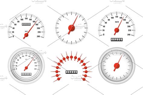 Realistic Speedometers Pack Isolated Realistic Odometer Packing
